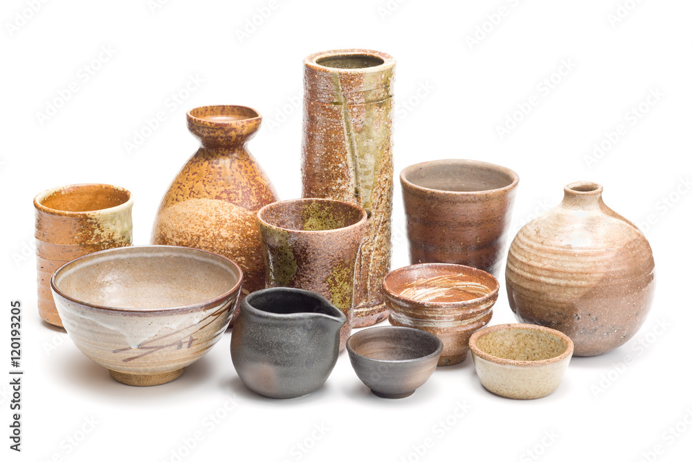 collection of traditional japanese style pottery Stock Photo | Adobe Stock
