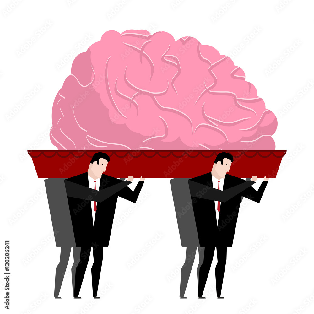 Funeral of brain. Mind is carried in coffin. burial reflection Stock ...