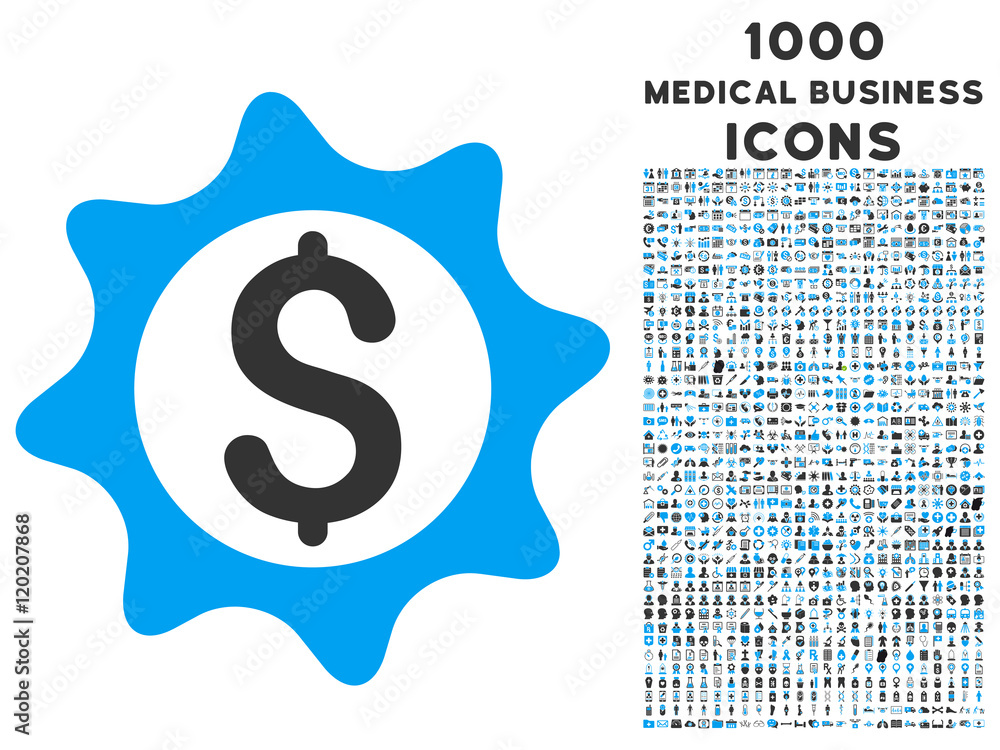 Money Seal vector bicolor icon with 1000 medical business icons. Set ...