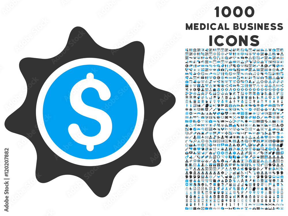 Money Sticker vector bicolor icon with 1000 medical business icons. Set ...