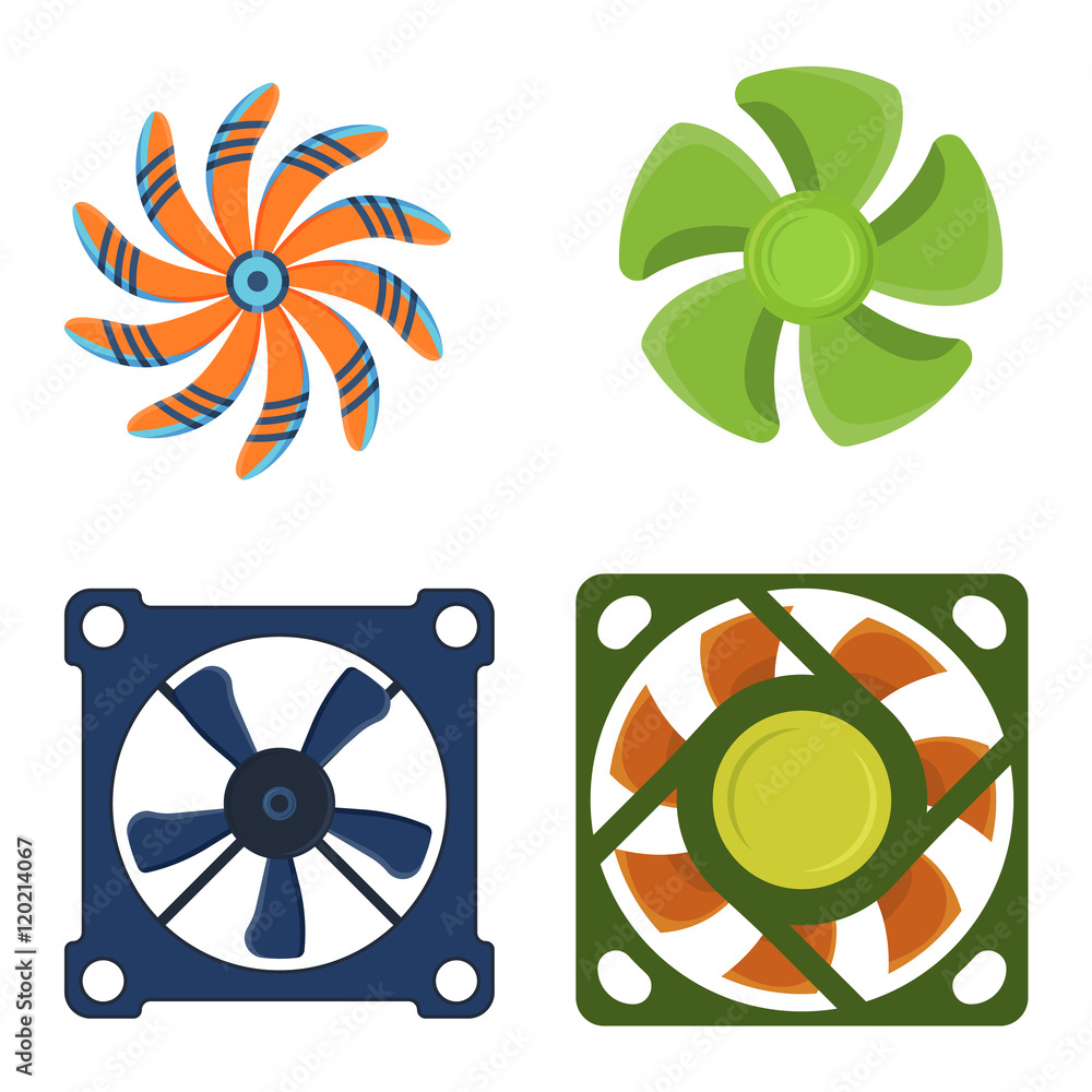 Computer cooler isolated on white background and computer cooler vector ...