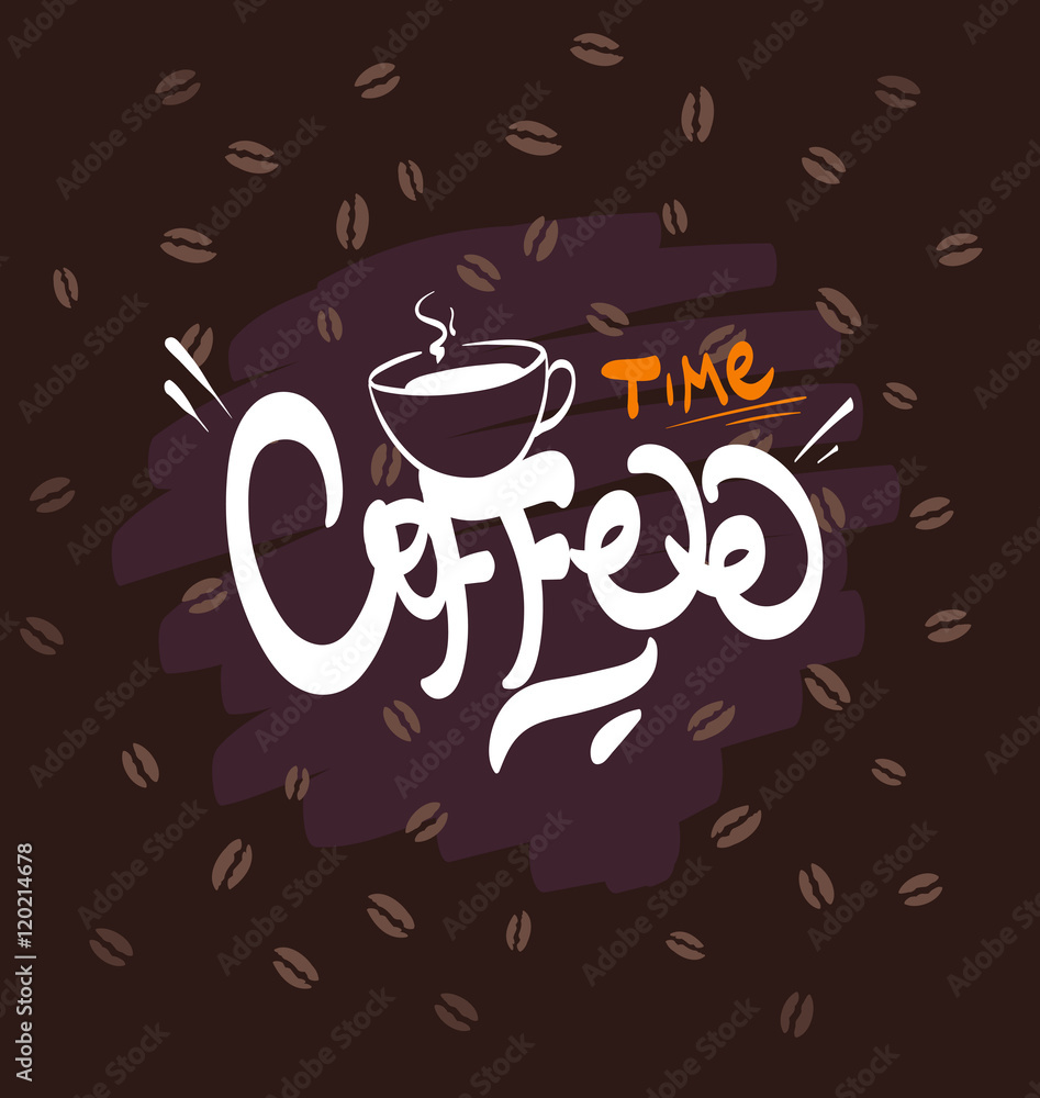 Coffee logo illustration, grunge vector background. Stock Vector ...