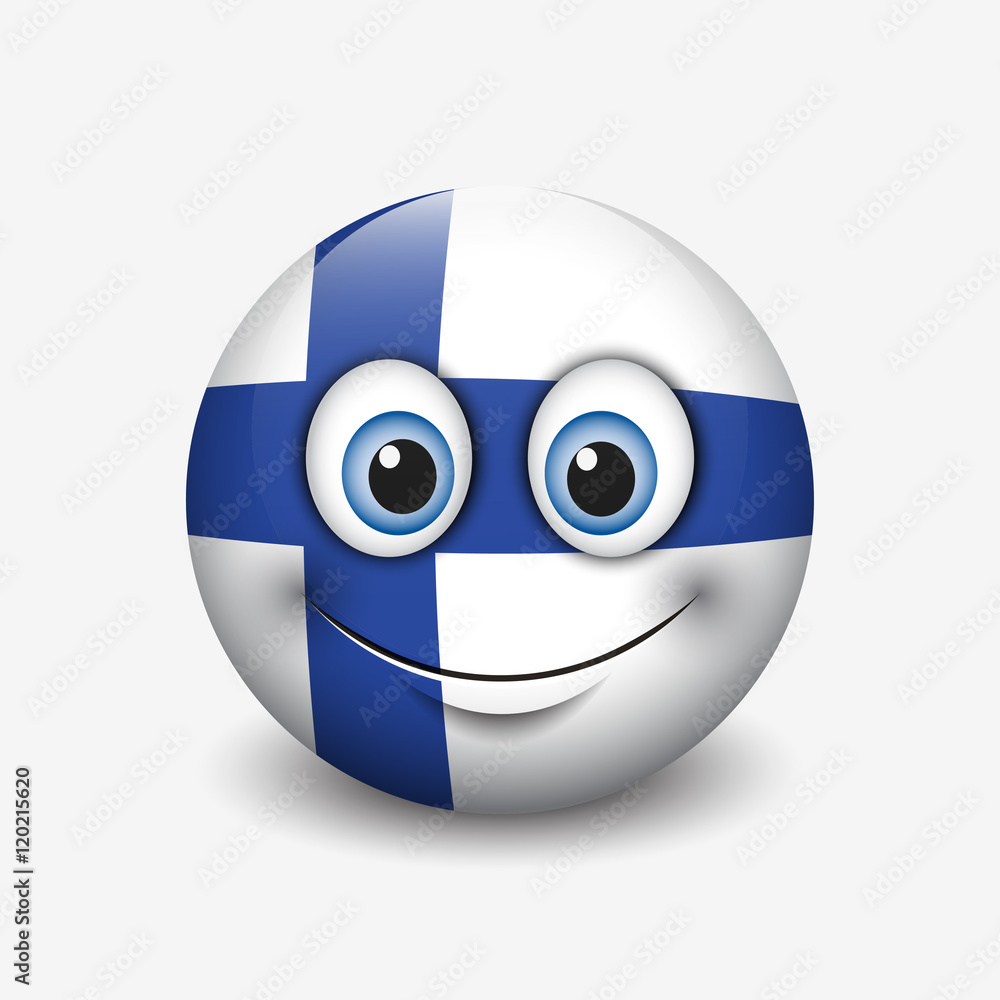 Cute emoticon isolated on white background with Finland flag motive ...