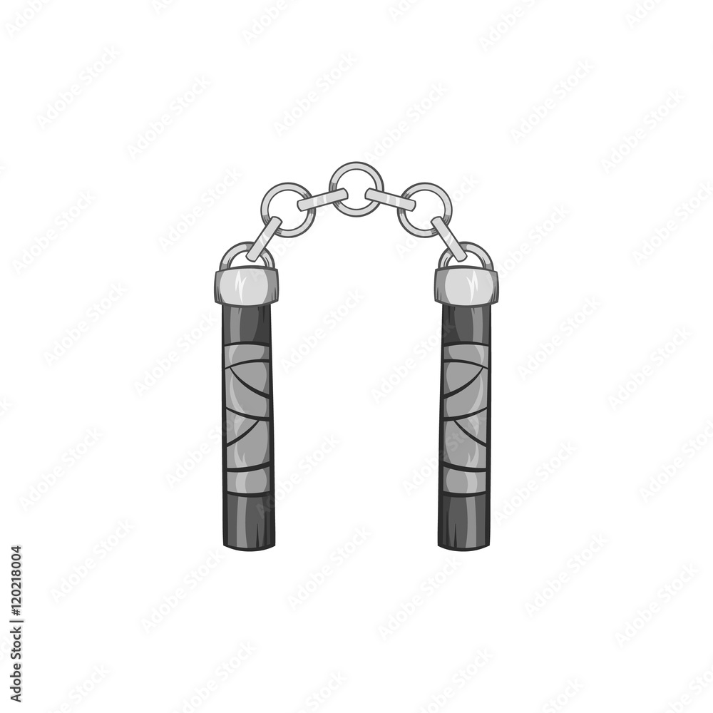 Combat nunchaku icon in black monochrome style isolated on white ...