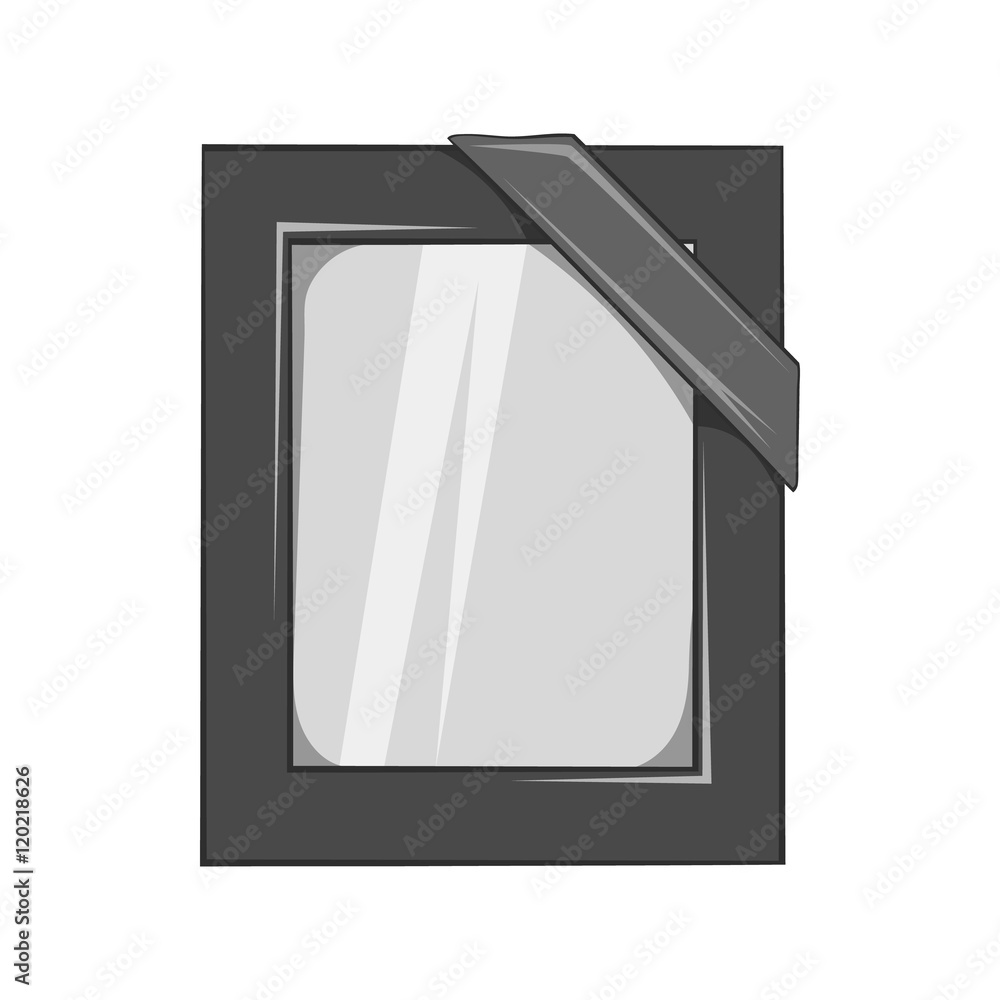 Photos of deceased with ribbon icon in black monochrome style isolated ...