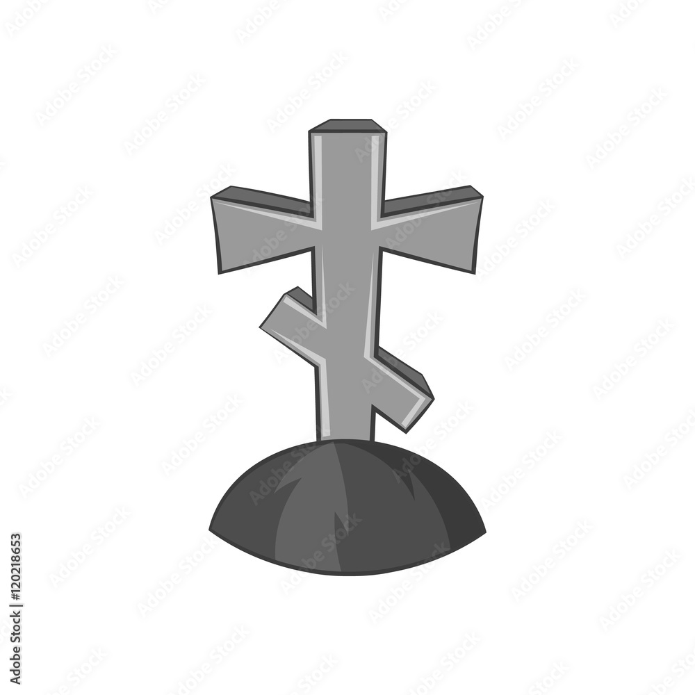 Grave cross icon in black monochrome style isolated on white background ...