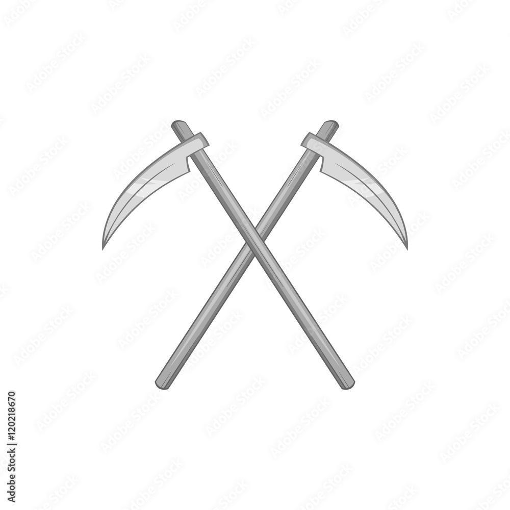 Death scythe icon in black monochrome style isolated on white ...