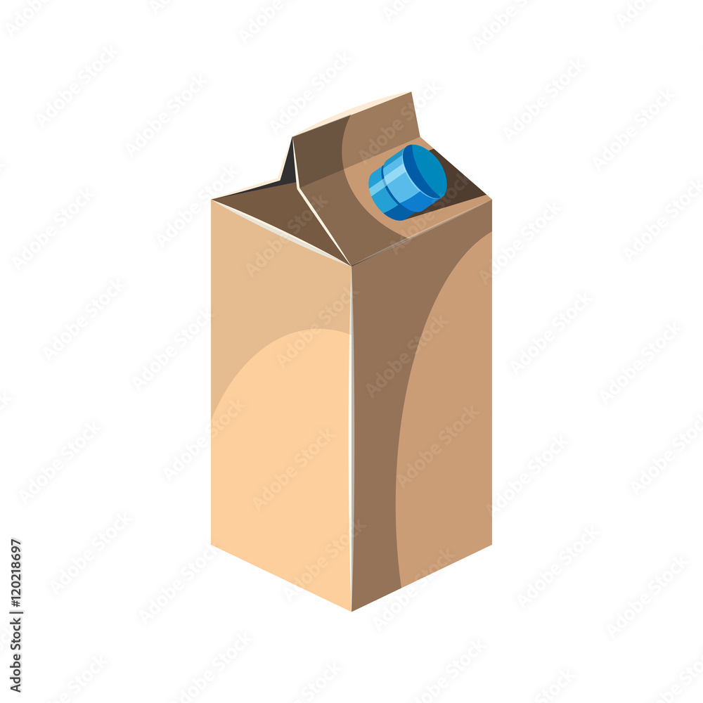 Milk packet in cartoon style isolated on white background vector ...