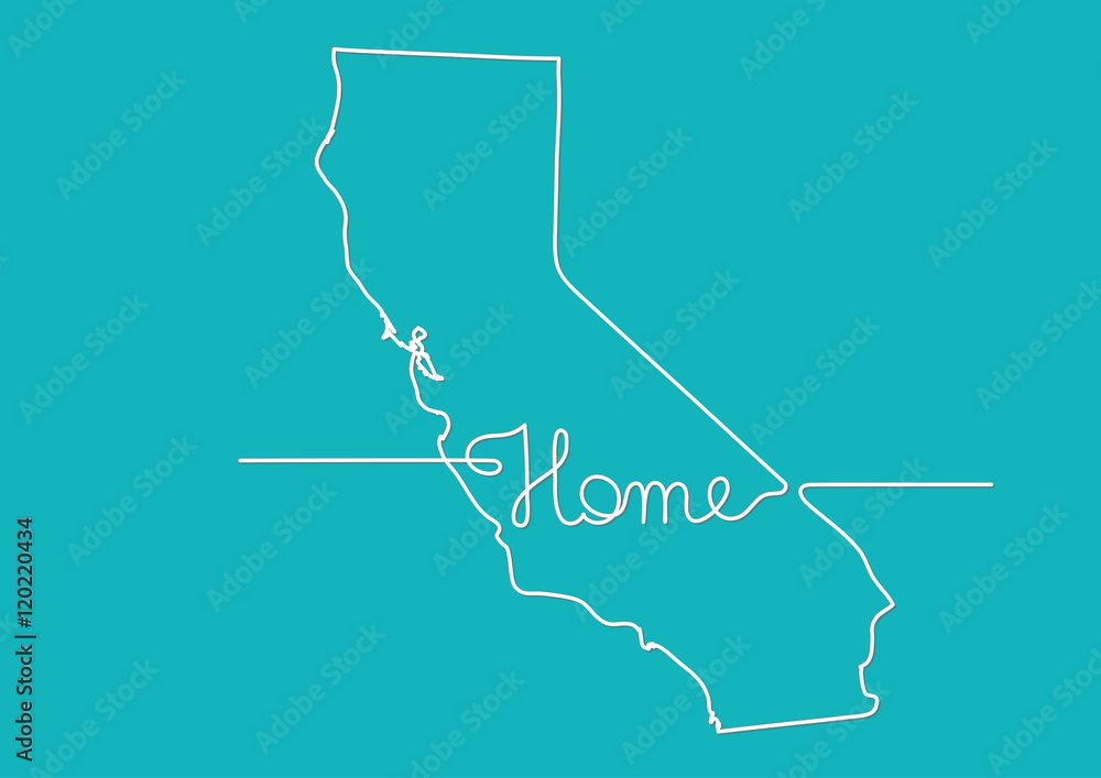 continuous line drawing of California home sign Stock Vector | Adobe Stock