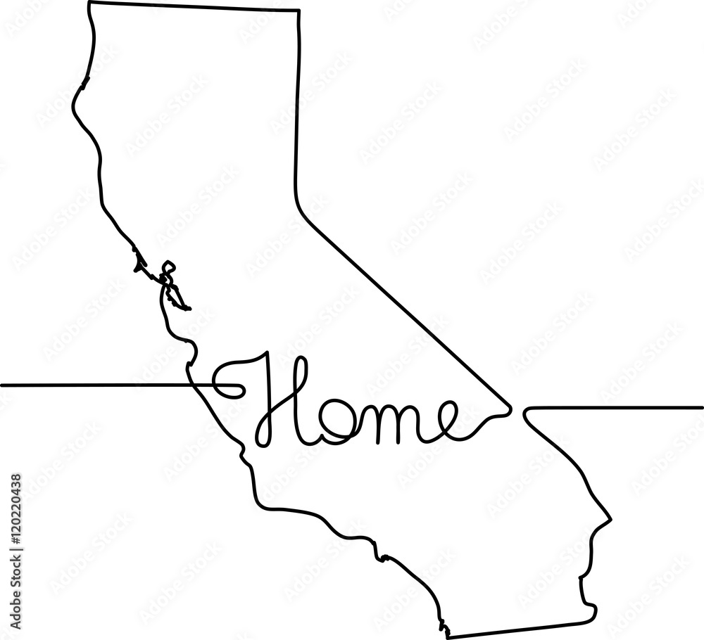 continuous line drawing of California home sign Stock Vector | Adobe Stock