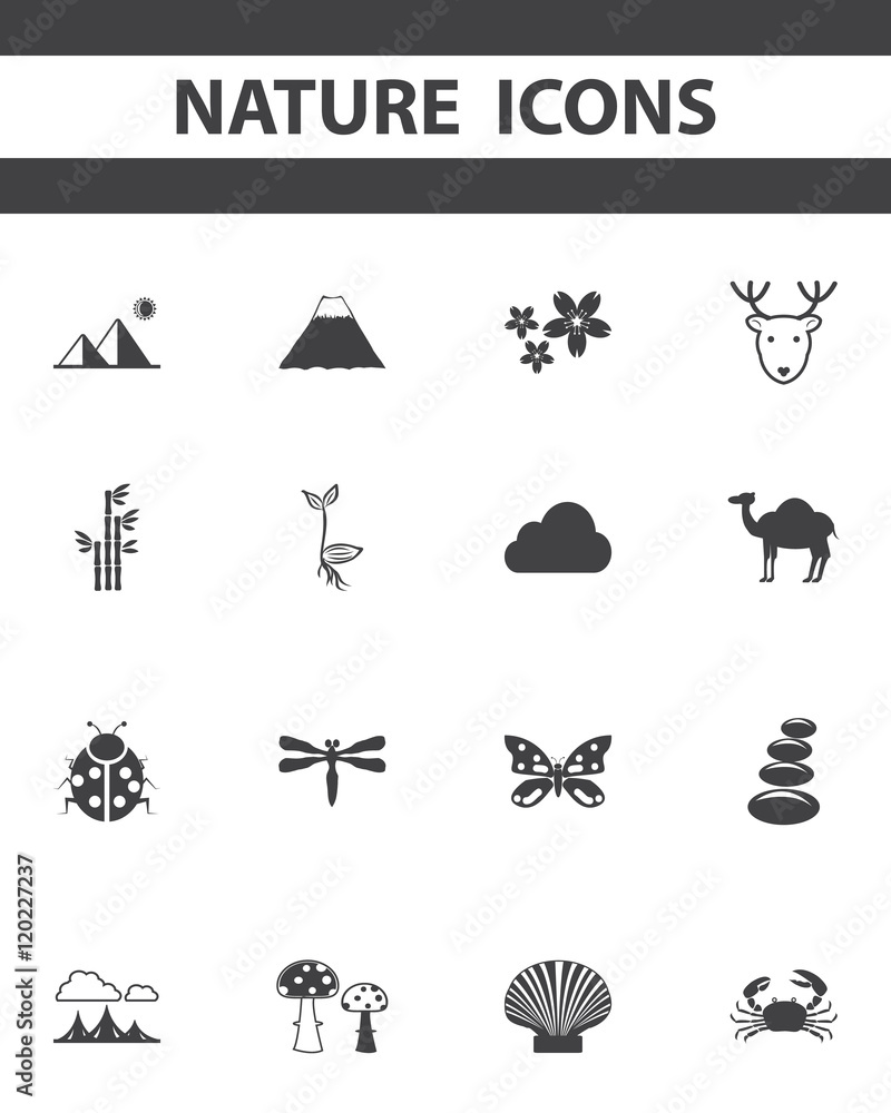 nature icons set vector. Stock-Vektorgrafik | Adobe Stock