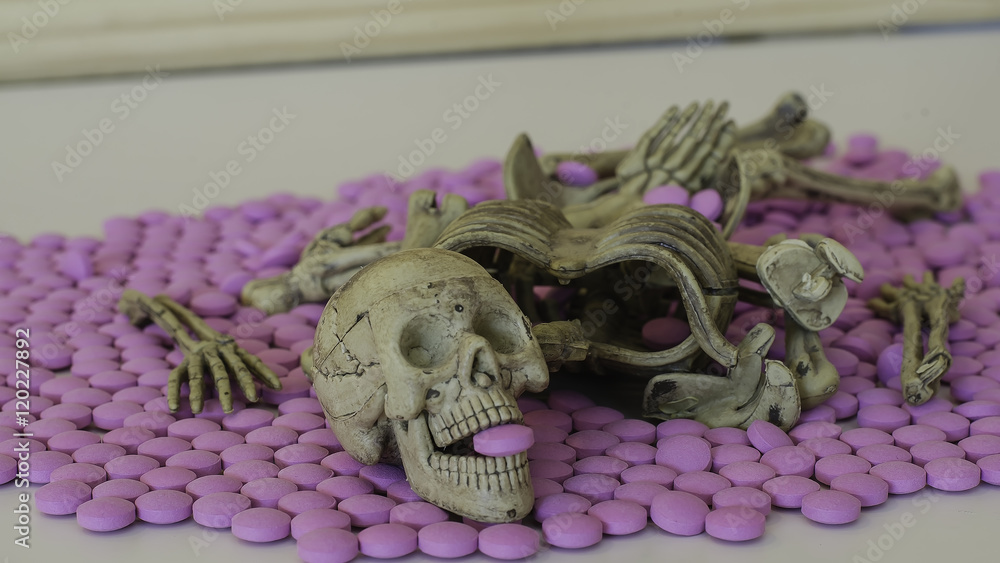 Disease and death, skull therapeutic drugs, about ghosts, demons, like ...