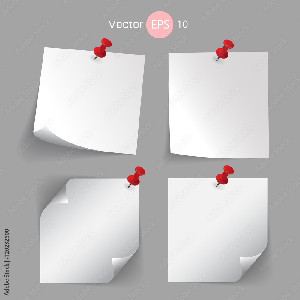 Stick note paper with White Color Isolate on white background, Stock ...