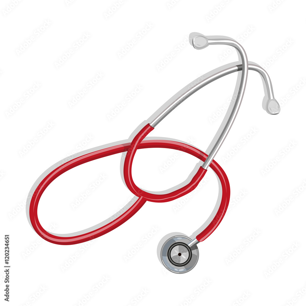 Red stethoscope.Realistic image isolated on a white background Stock ...