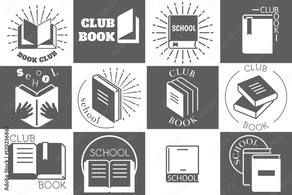 Education logo with books or reading emblems Stock Vector | Adobe Stock