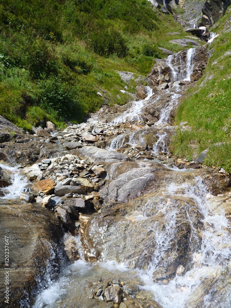 alpine creek falling down the rock Stock Photo | Adobe Stock