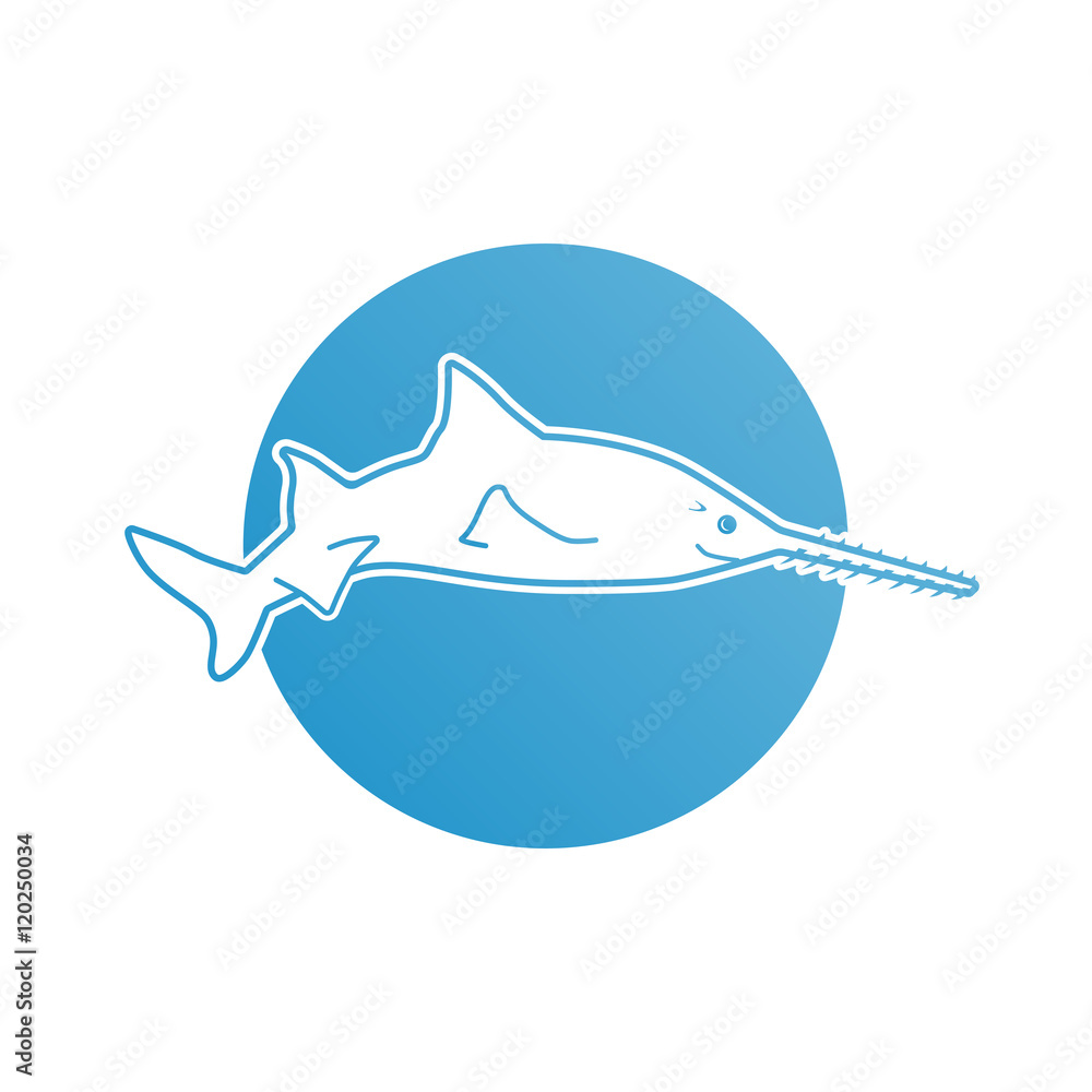 Blue flat logo sawfish for company and business. Logotype of tourism ...