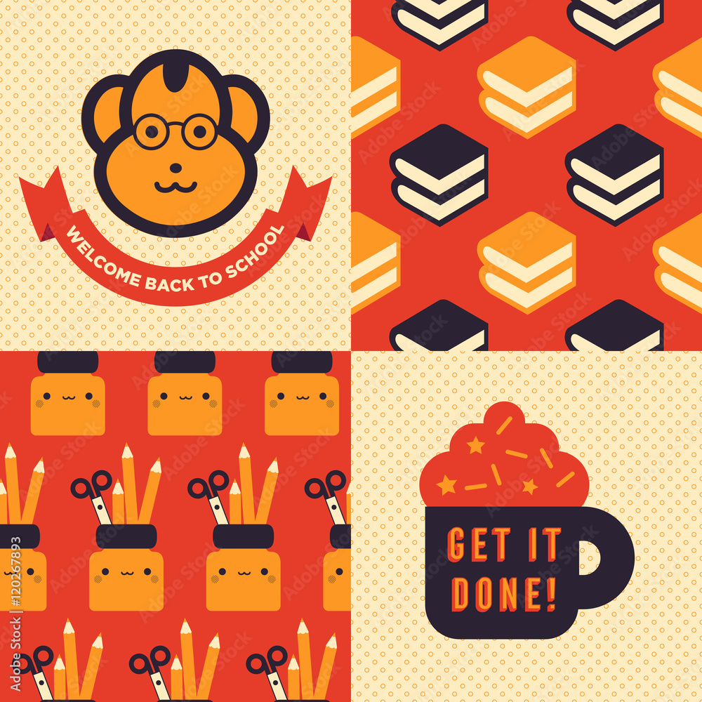 Vecteur Stock Back To School Patterns And Posters Collection Of 2 