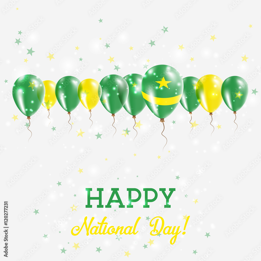 Mauritania Independence Day Sparkling Patriotic Poster Happy