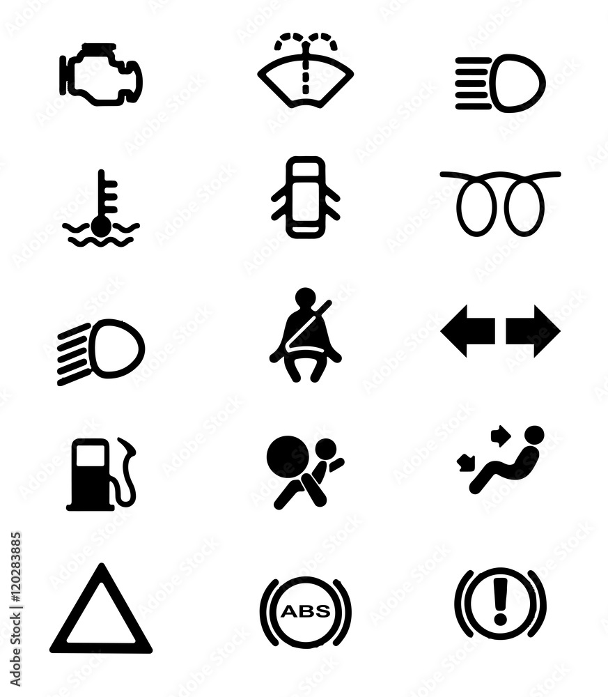 Vehicle Dash Warning Icons Stock Vector | Adobe Stock