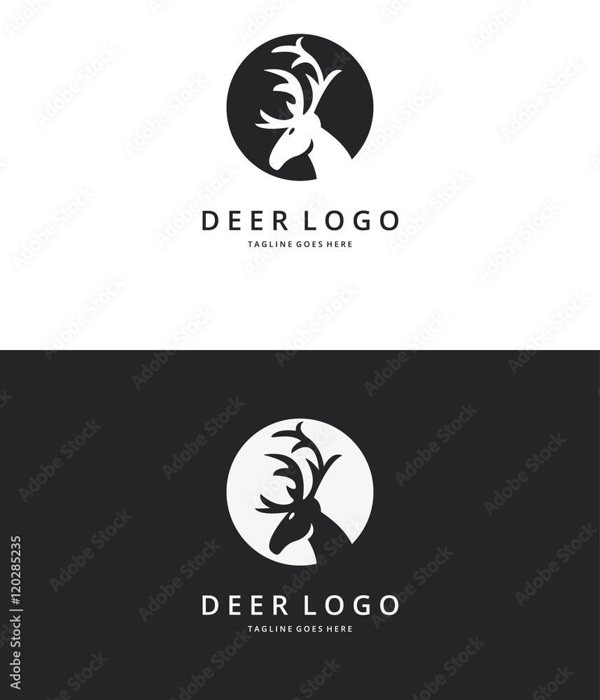 Deer logo. Two versions. Easy to edit, change size, colour and text ...
