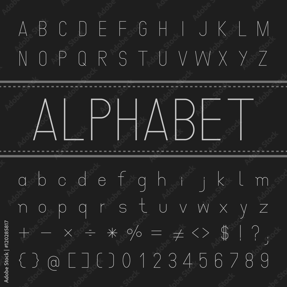 Create Alphabet Vector Font Design white font on a black background ...