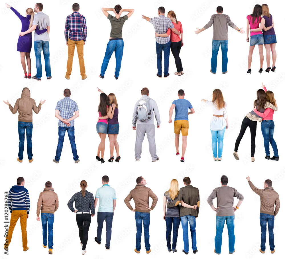 Collection Back view people . Rear view people set. backside view of ...