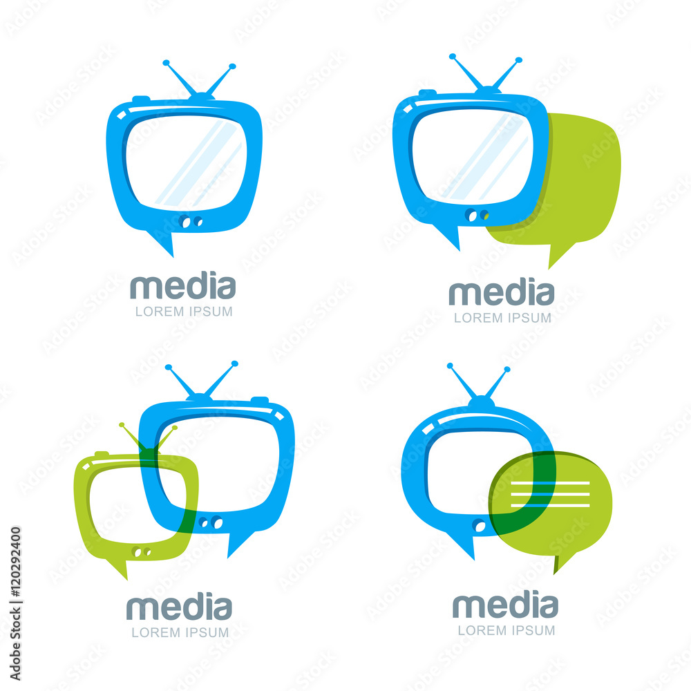 Media and tv news vector logo design template. Television broadcast ...