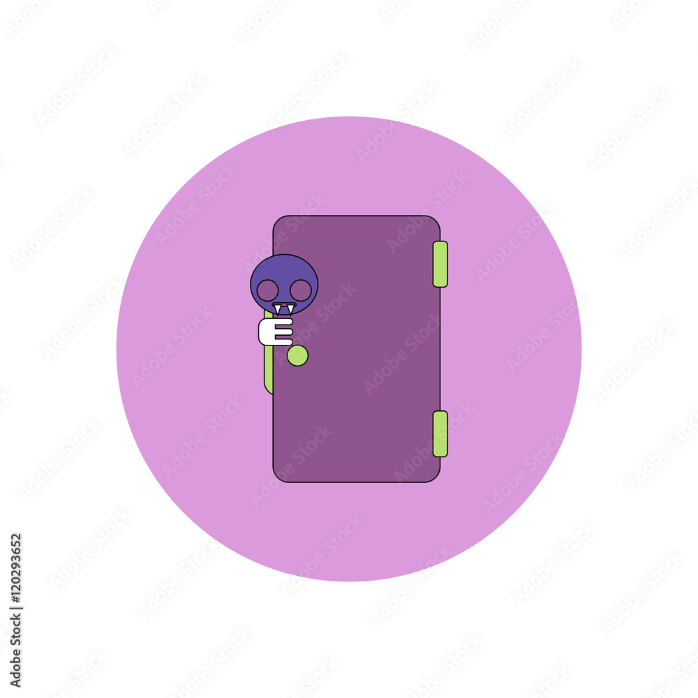 Vector illustration in flat design Halloween icon Vampire opening the ...
