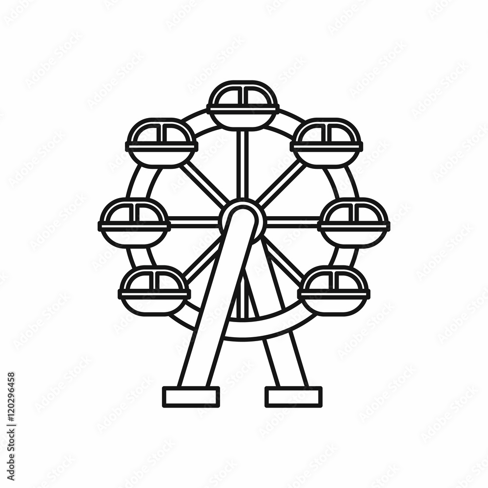 Ferris wheel icon in outline style on a white background vector ...