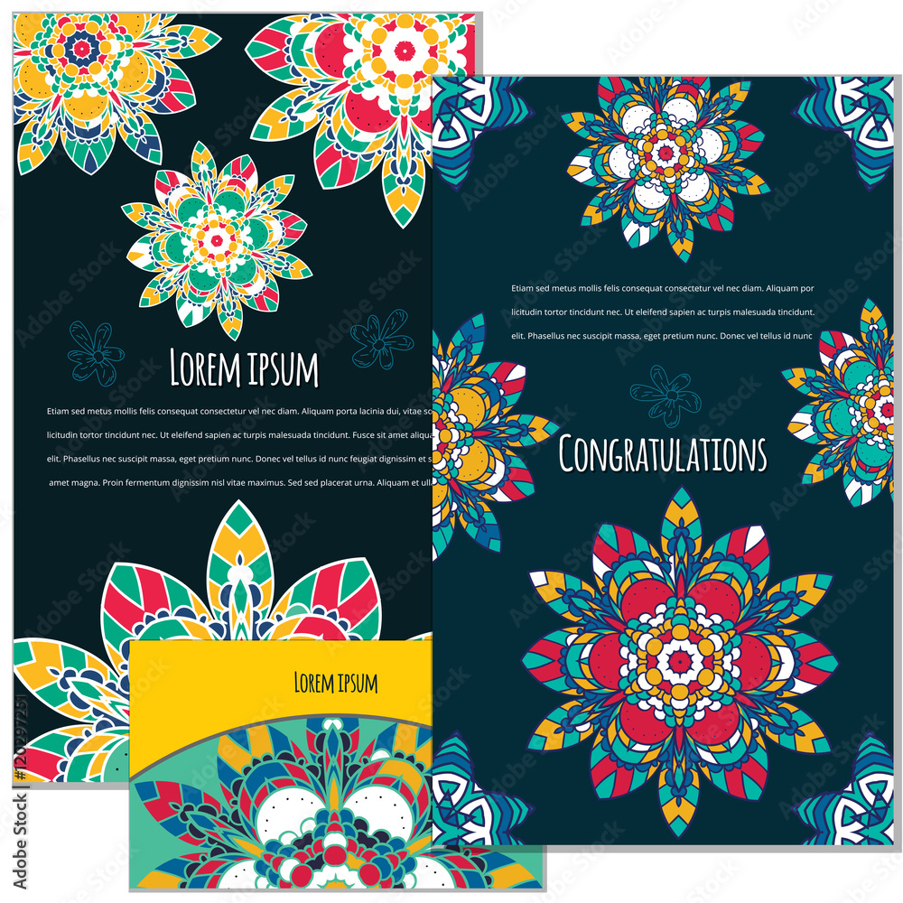 Vecteur Stock Set congratulations vector cards and envelope. on ...
