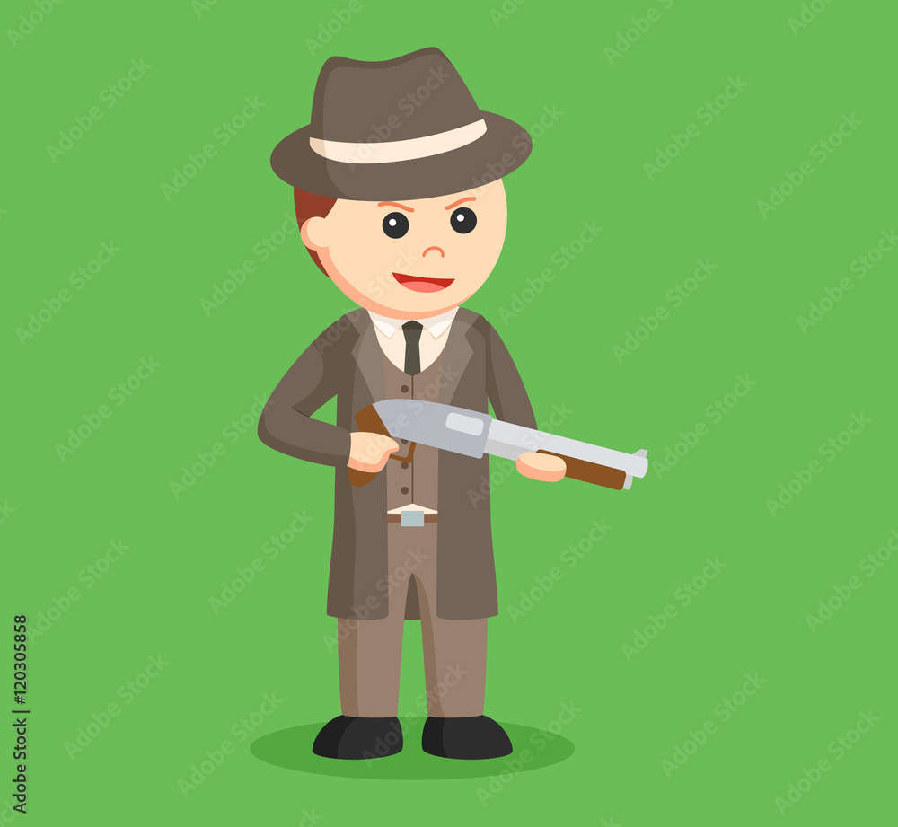 mafia holding shotgun illustration design Stock Vector | Adobe Stock