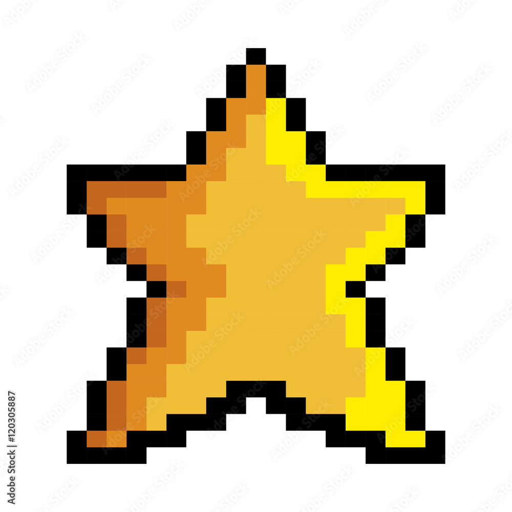 yellow star pixel game figure. geometric shape. vector illustration ...