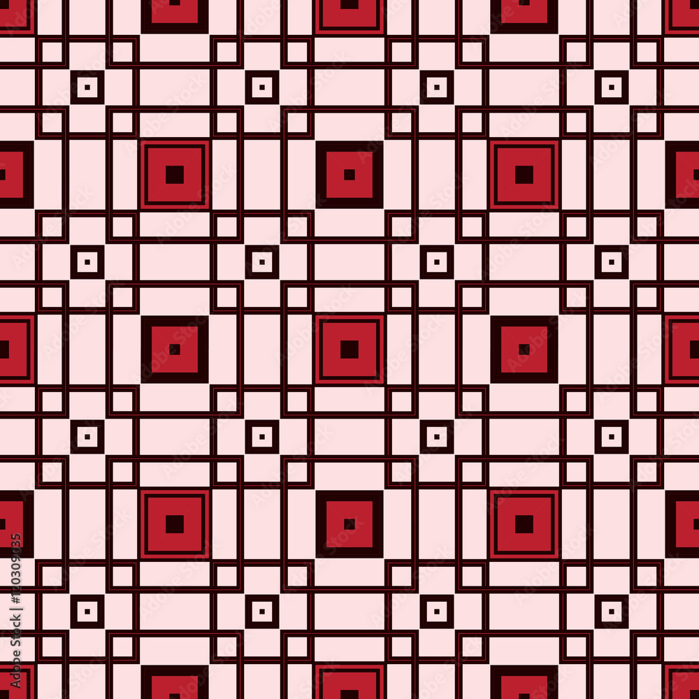 seamless geometric pattern of square cells. red and rose color. vector ...