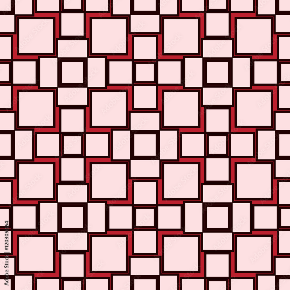 seamless geometric pattern of square cells. red and rose color. vector ...