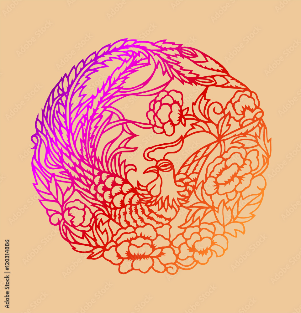Ancient Chinese Phoenix pattern Stock Vector | Adobe Stock