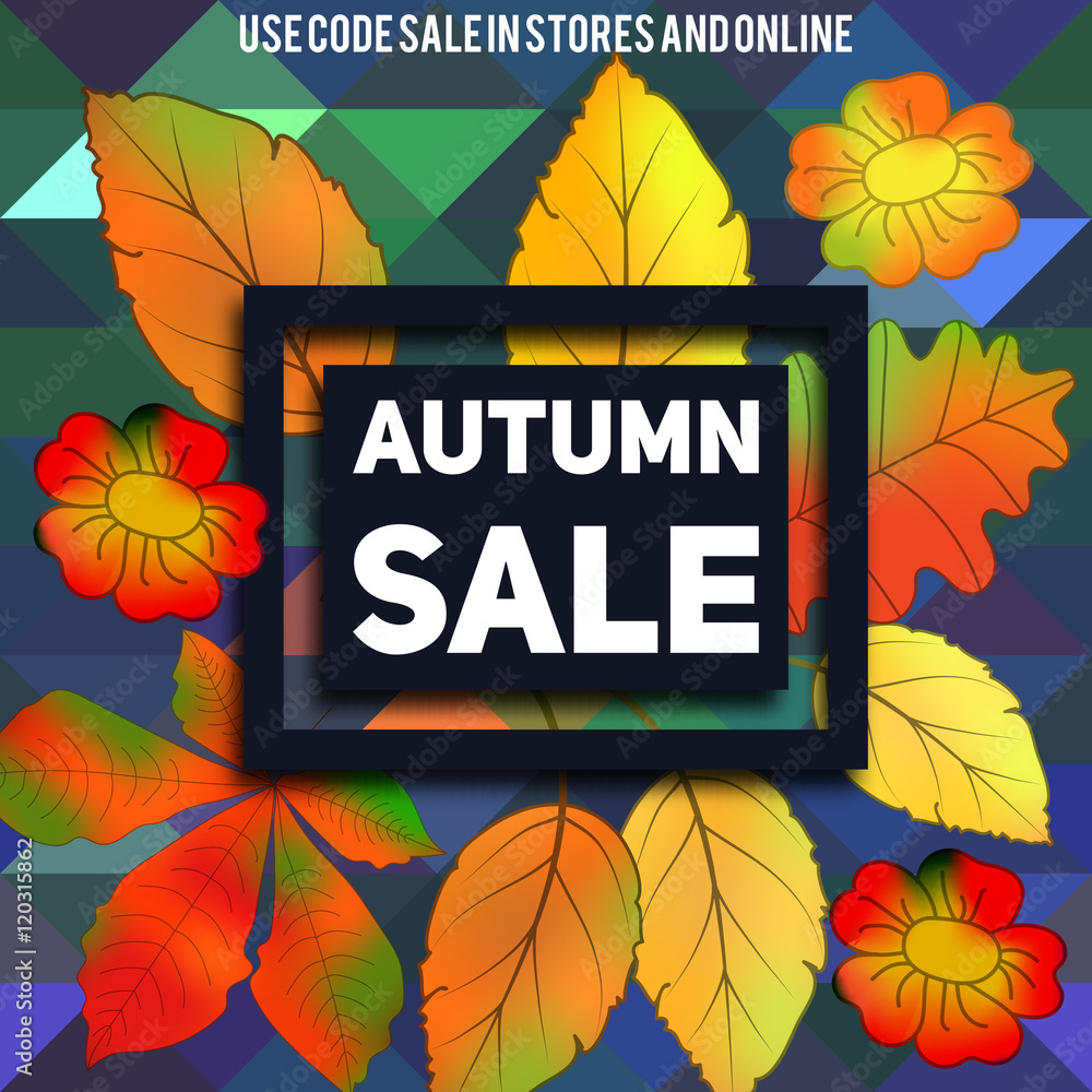 Autumn sale design. Fall leaf. Label, banner template. promotion ...