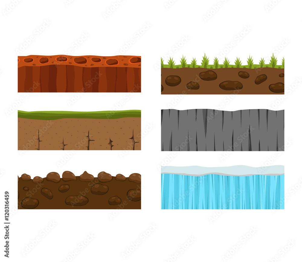 Illustration of cross section ground slice isolated on white background ...
