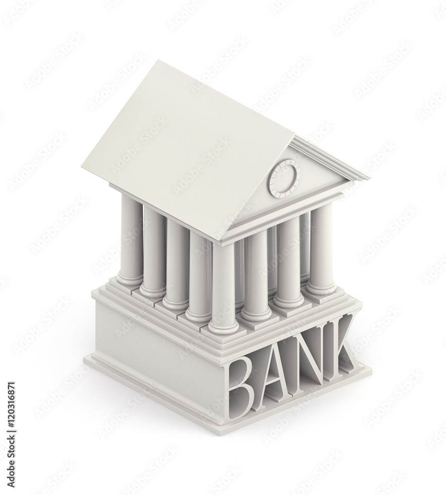 Bank Icon. Bank 3d building icon. 3d illustration Stock Photo | Adobe Stock