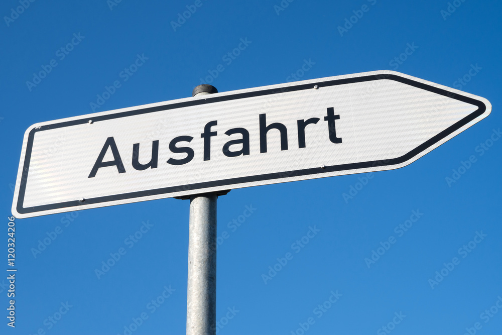 Deutsches Verkehrszeichen: Wegweiser Ausfahrt Stock Photo | Adobe Stock