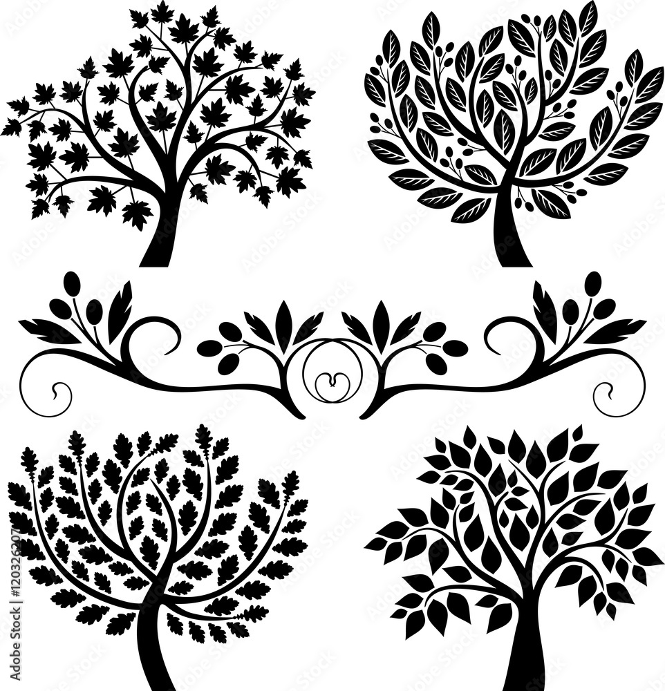 Tree collection Stock Vector | Adobe Stock