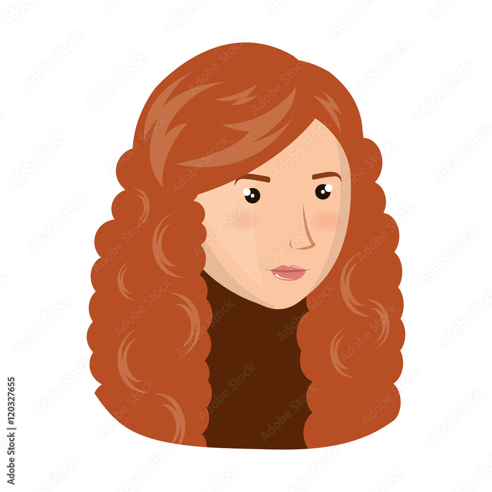 avatar woman face with red hair cartoon. vector illustration Stock ...