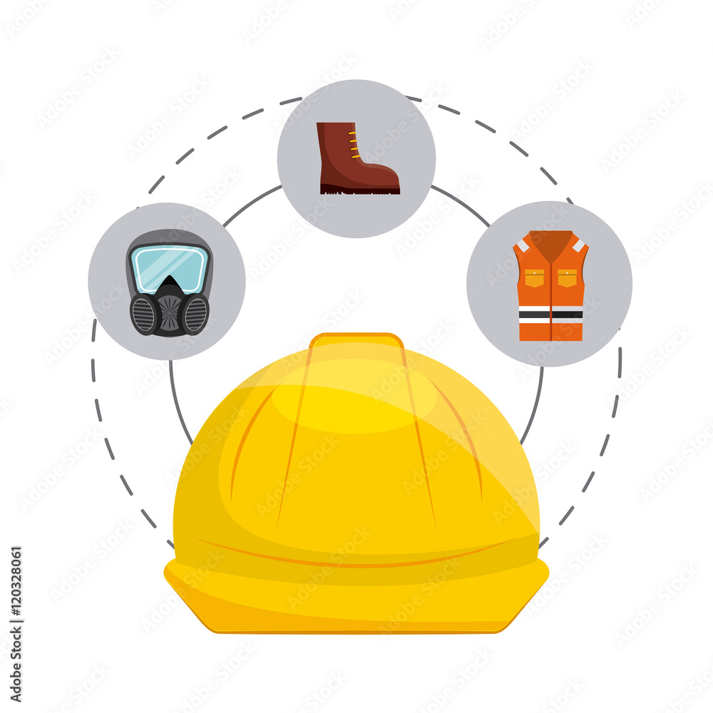 safety industry equipment flat icons vector illustration design Stock ...