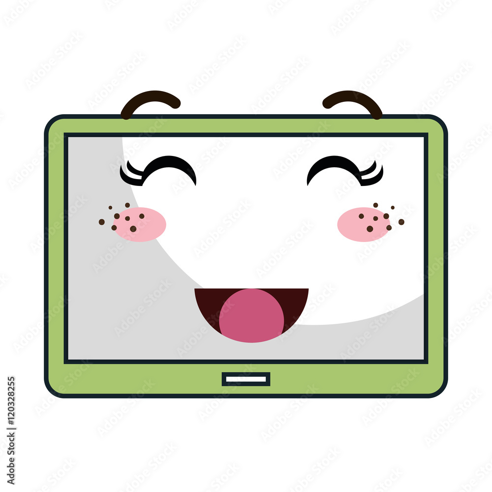 tablet technology device. kawaii cartoon smiling. vector illustration ...