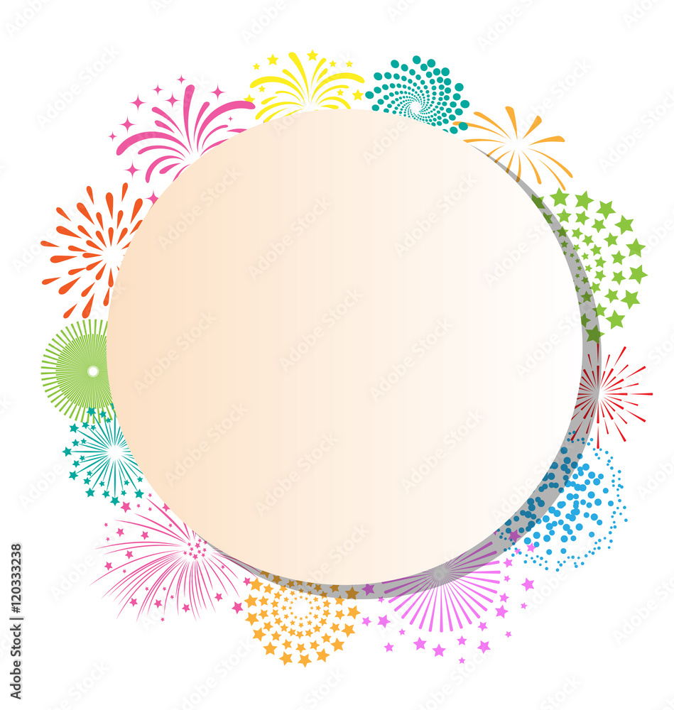 fireworks frame on white background Stock Vector | Adobe Stock