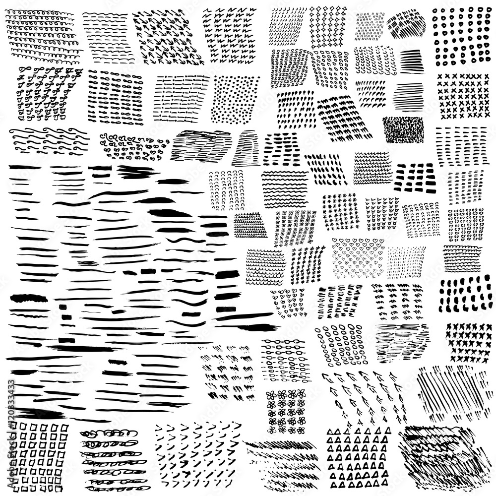 Vector pack of textures and strokes and textures for digital bru Stock ...