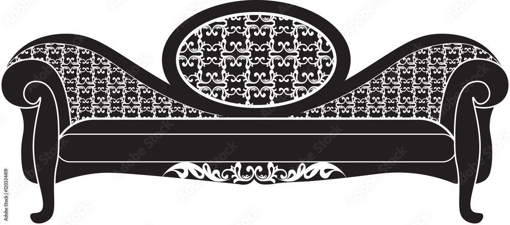 Vintage sofa Vector. Rich carved ornaments furniture. Vector Victorian ...