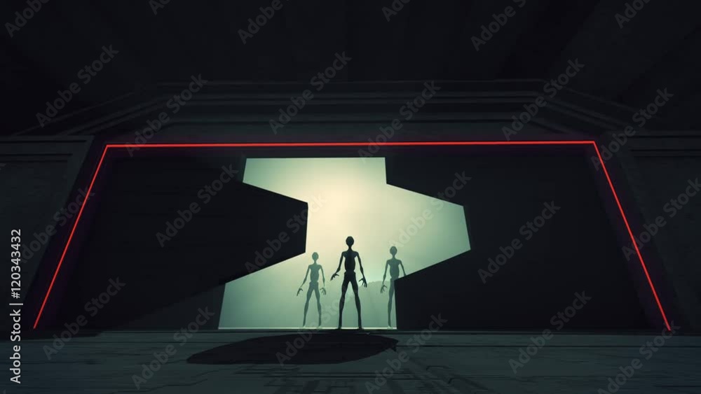 4K Aliens Reveal Space Station Hangar Gates 3D Animation Stock Video ...