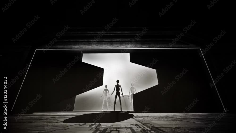4K Aliens Reveal Space Station Hangar Gates 3D Animation Stock Video ...