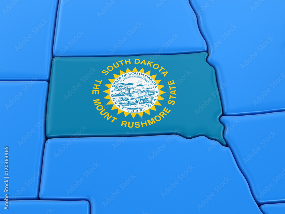 Foto de Map of South Dakota state with flag. Image with clipping path ...